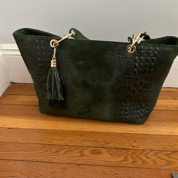 Massimo Castelli | Bags | Deep Green Mario Costelli Suede And Embossed ...